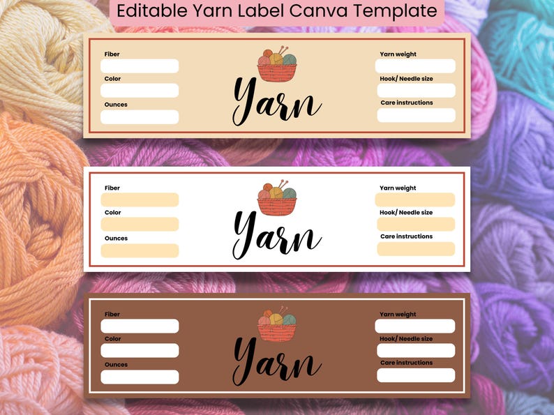 Editable Yarn Label Canva Template | Custom Skein Wrap Label | Skein ...