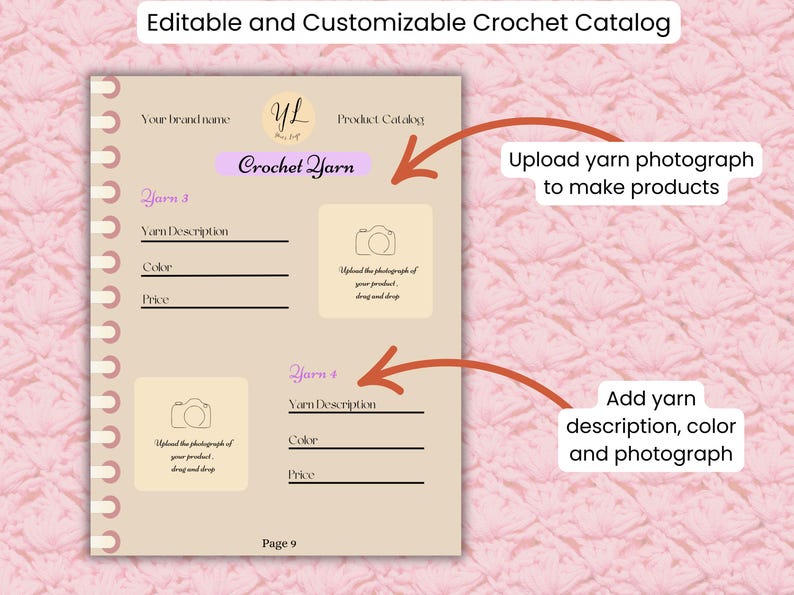 Editable Crochet Product Catalog Canva Template | DIY Crochet Product ...