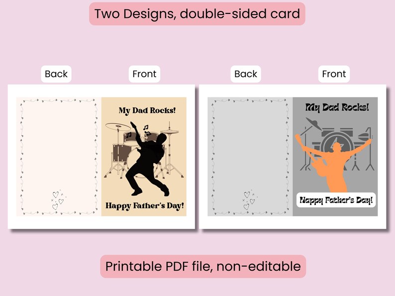 Printable Happy Father's Day Greeting Card | My Dad Rocks Card | 5x7 ...