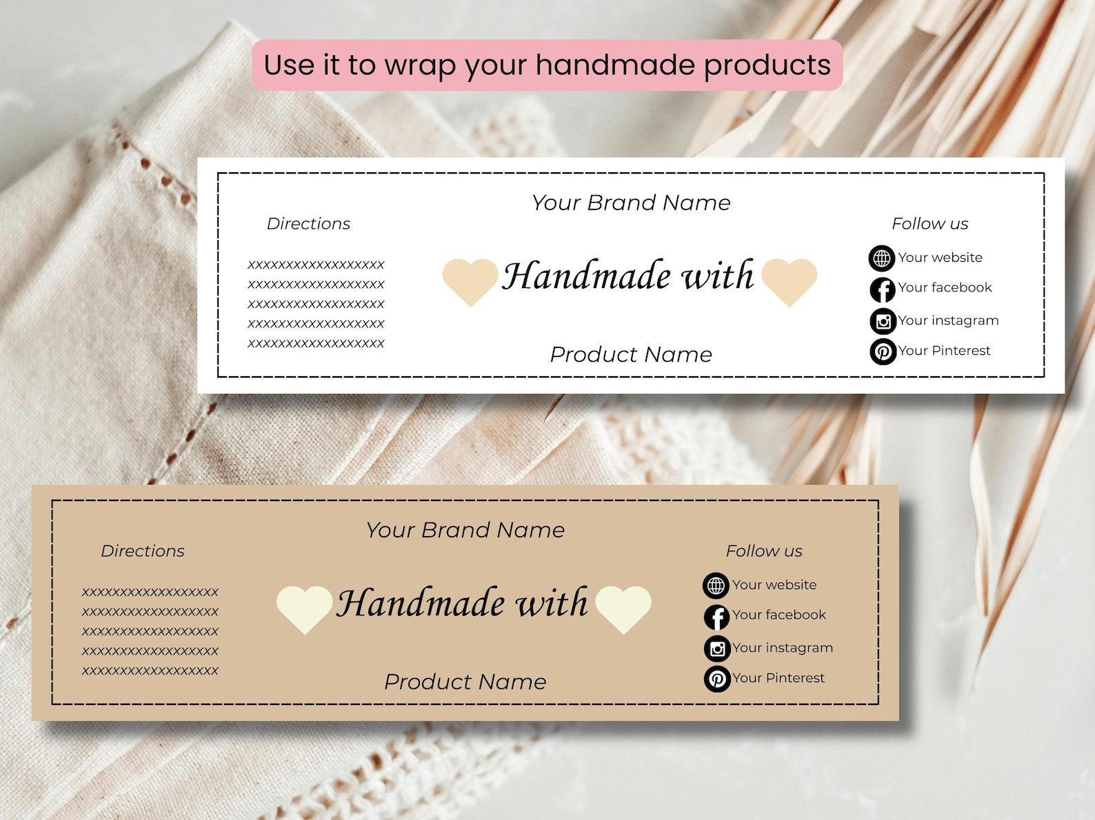 Editable Wrap Label Canva Template Kitchen Cloth Wrap Printable Product ...