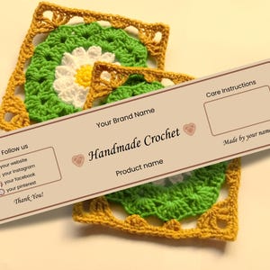 Editable Crochet Wrap Labels Canva Template | DIY Crochet Packaging ...
