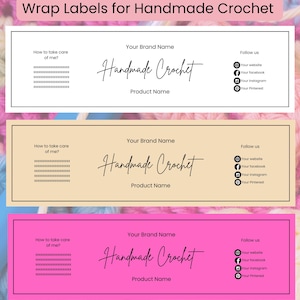 Editable Crochet Wrap Labels Canva Template | Handmade Crochet Label ...