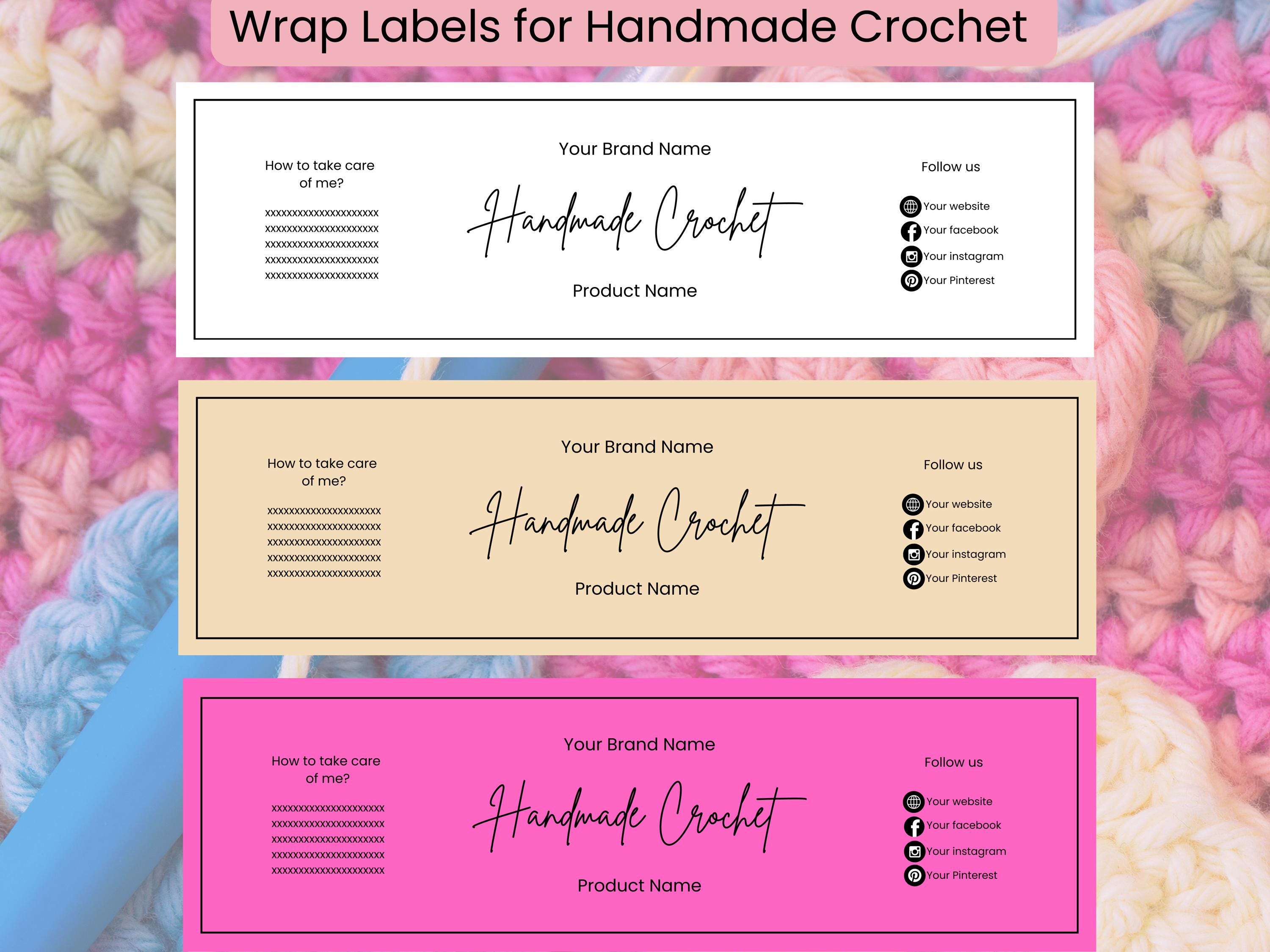 Editable Crochet Wrap Labels Canva Template | Handmade Crochet Label ...