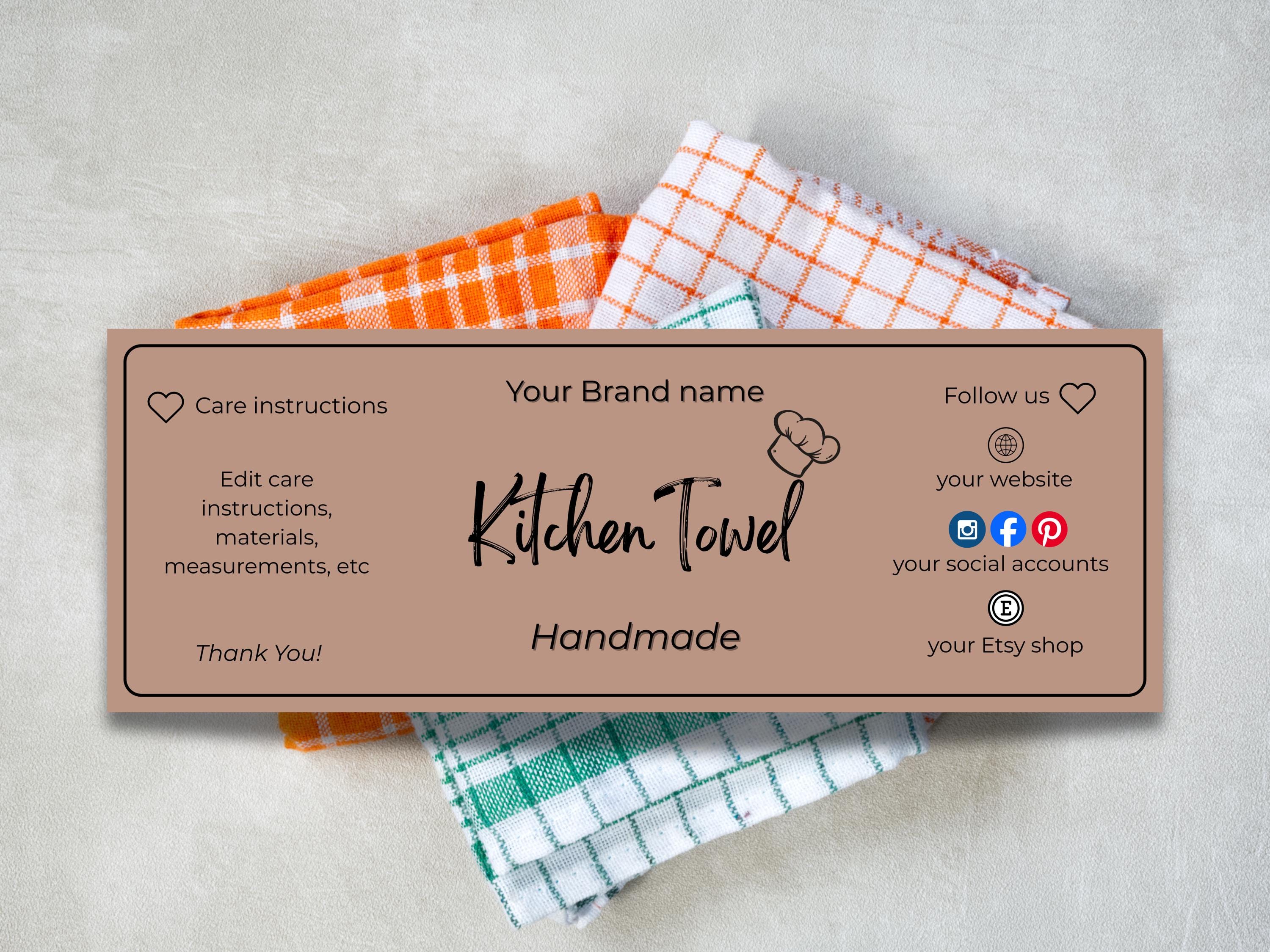 Editable Kitchen Towel Label Canva Template | Kitchen Linen Branding ...