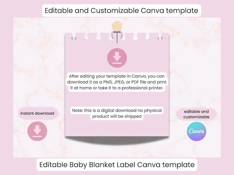 Editable Baby Blanket Label Canva Template | Baby Blanket Belly Band ...