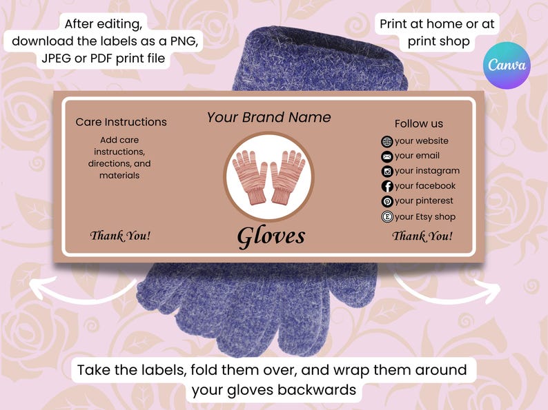 Editable Gloves Label Canva Template | DIY Gloves Wrapper | Wrap-around ...