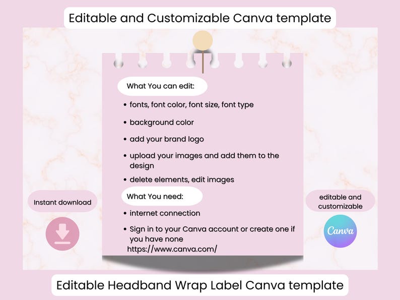 Editable Headband Wrap Label Canva Template |DIY Hairband Wrapper ...
