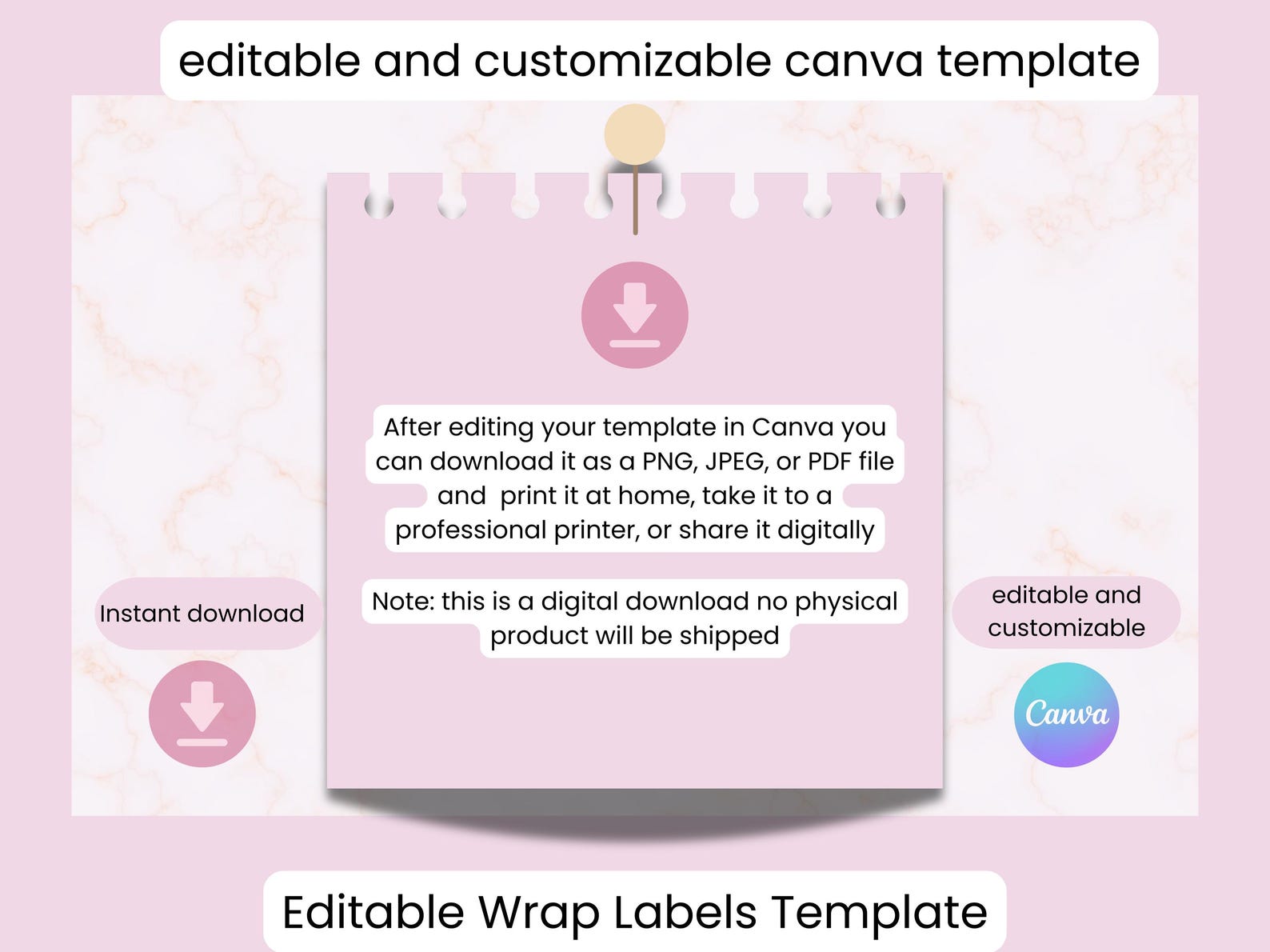 Editable Wrap Label Canva Template Kitchen Cloth Wrap Printable Product ...
