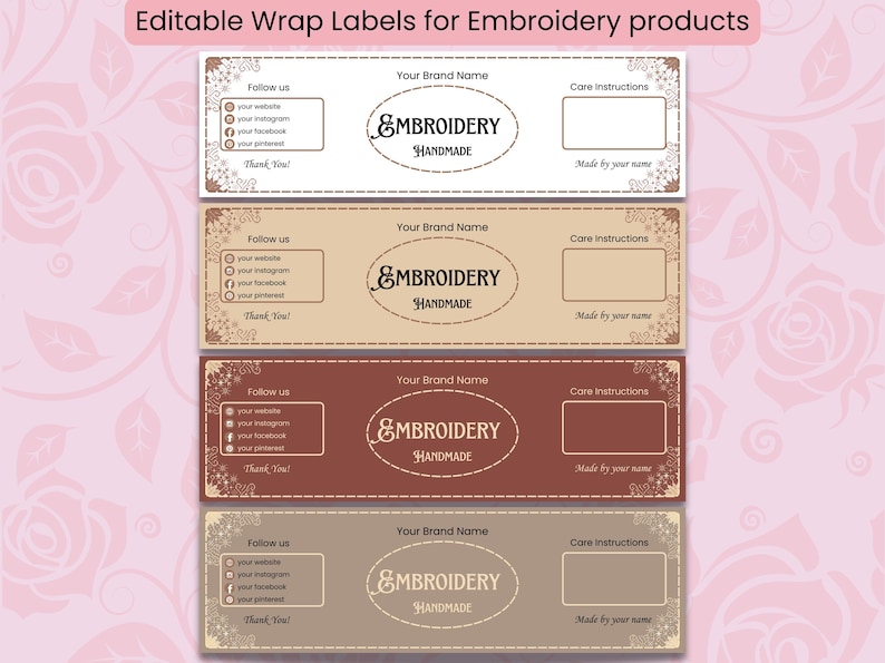 Editable Embroidery Wrap Label Template | Packaging for Handmade ...