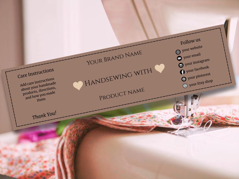 Editable Handsewing Label Canva Template | Sewing Wrap Label Packaging ...