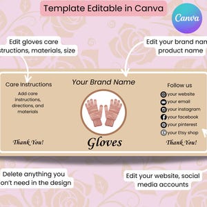 Editable Gloves Label Canva Template | DIY Gloves Wrapper | Wrap-around ...