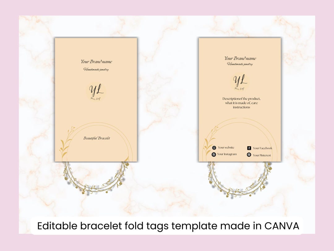 Editable Bracelet Fold-over Tags Canva Template Personalized Display ...