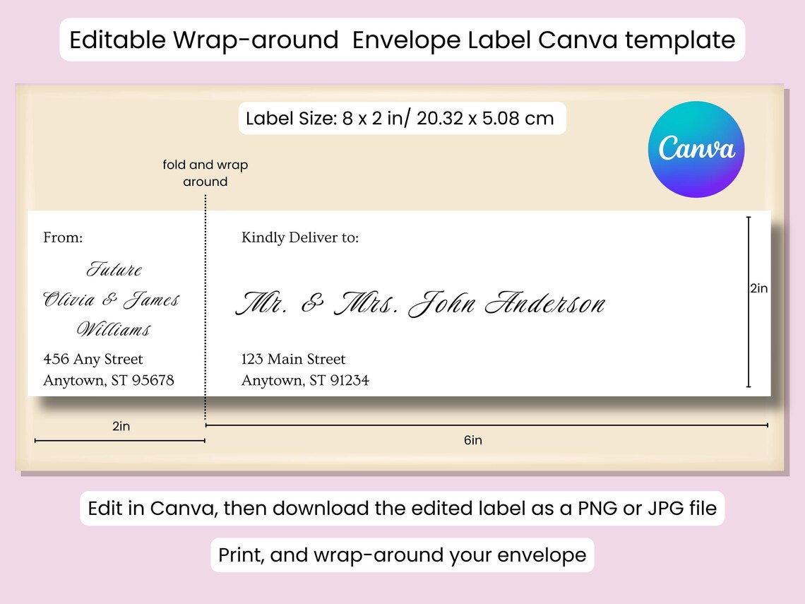 Editable Wrap-around Envelope Label Template | Wedding Envelope Label ...