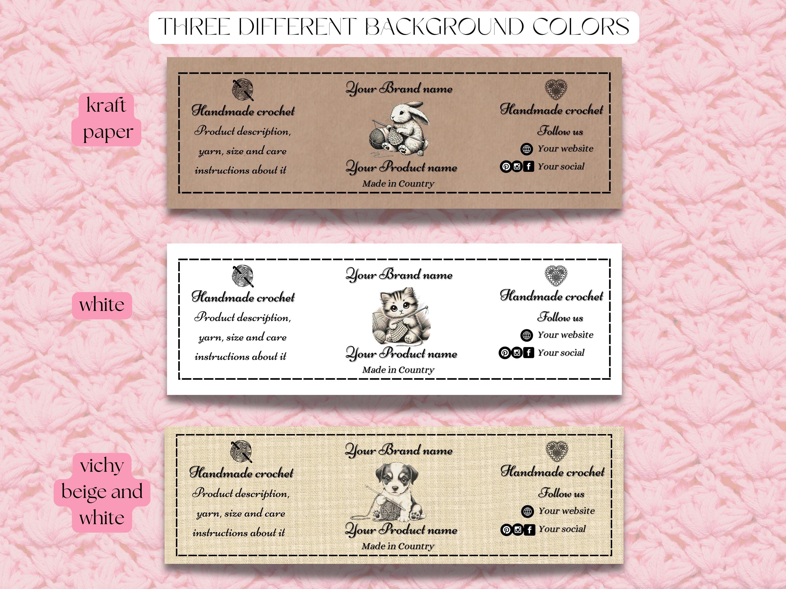 Editable DIY Crochet Wrap Labels Tags Bundle Template Cute Naive Little ...