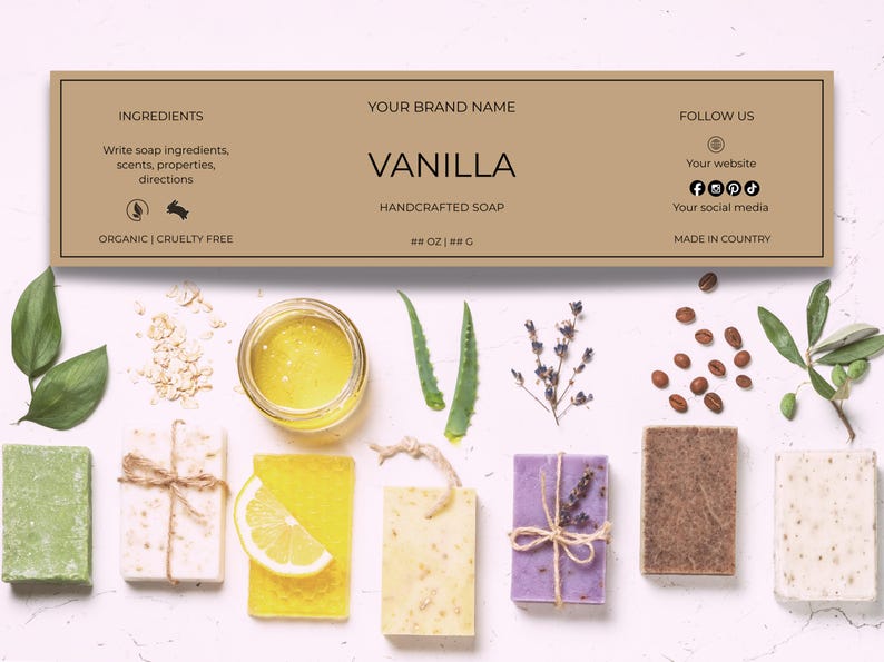 Editable Soap Label Canva Template | Minimalist Soap Bar Wrapper, Belly ...