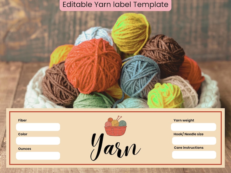 Editable Yarn Label Canva Template | Custom Skein Wrap Label | Skein ...