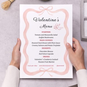 Editable Valentine's Menu Canva Template | Romantic and Elegant Cupid ...