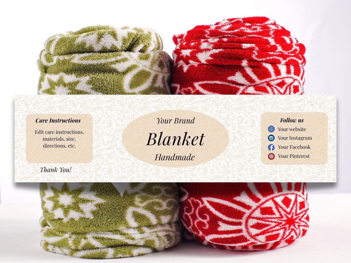 Editable Blanket Label Canva Template | Blanket Belly Band | Custom ...