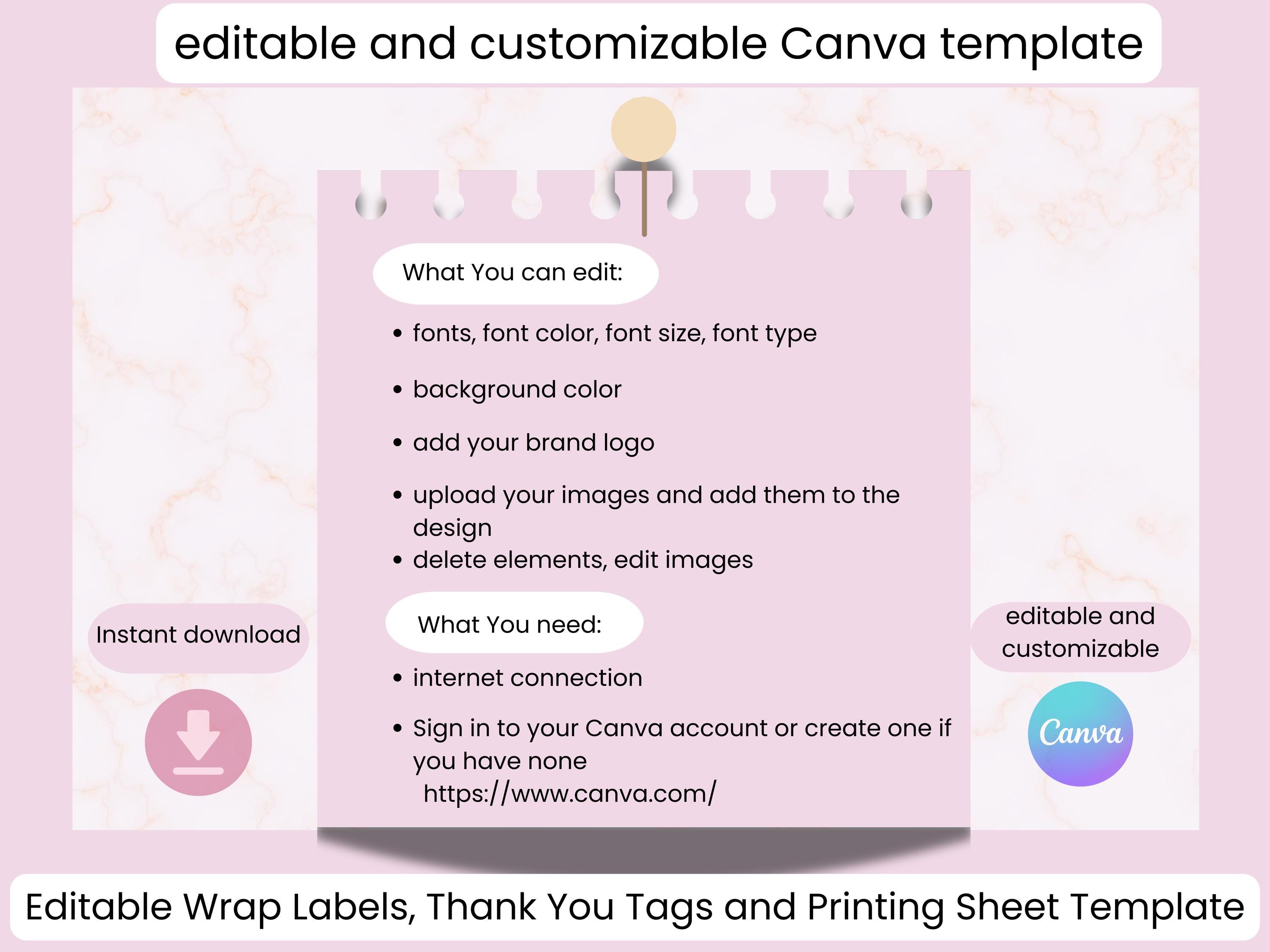 Editable Wrap Labels Canva Template for Handmade Products|diy Packaging ...