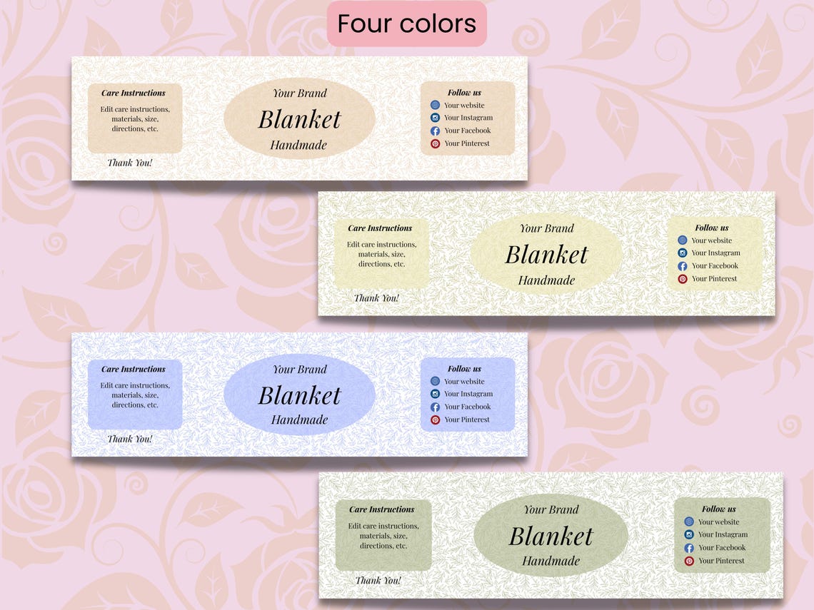 Editable Blanket Label Canva Template | Blanket Belly Band | Custom ...