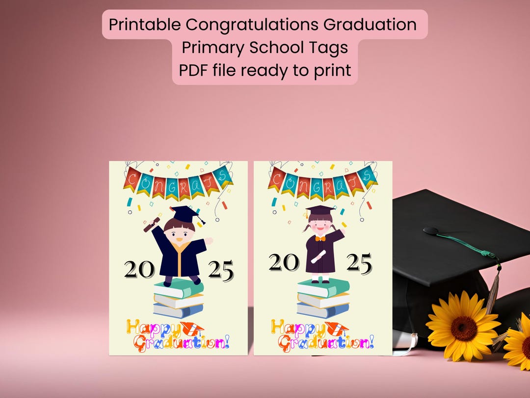 Printable Graduation Gift Tags | Primary School Grad Gift Party Favors ...