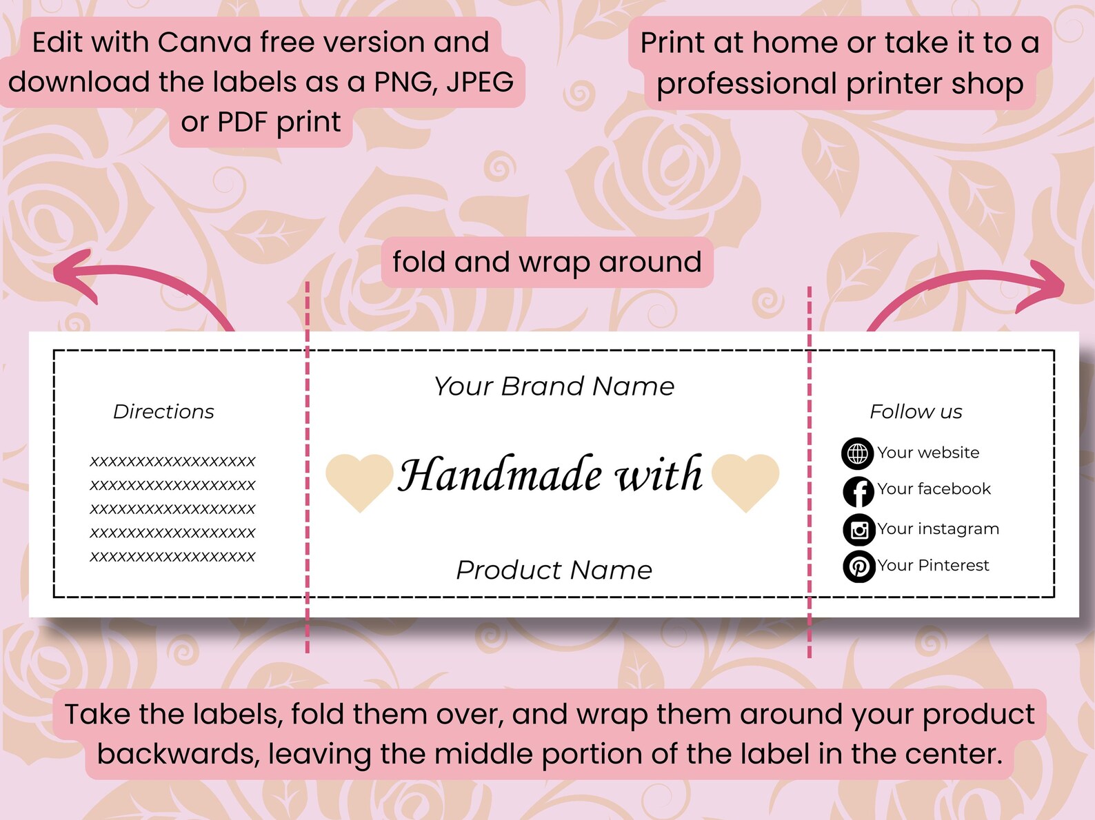 Editable Wrap Label Canva Template Kitchen Cloth Wrap Printable Product ...