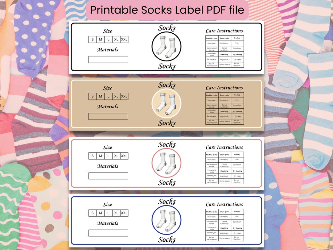 Printable Socks Wrap Label | Socks Packaging | Wrap Band for Handmade ...