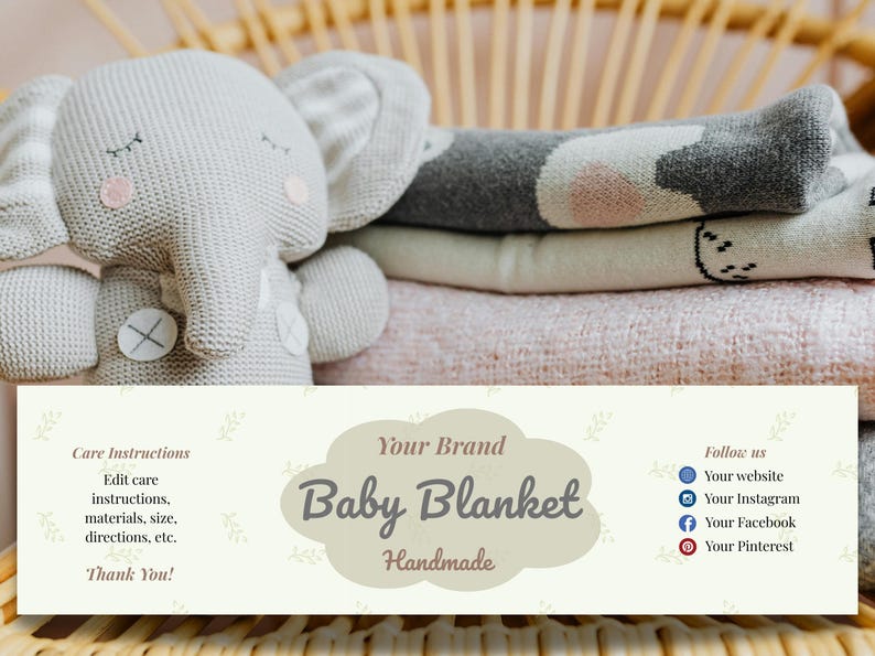 Editable Baby Blanket Label Canva Template | Baby Blanket Belly Band ...