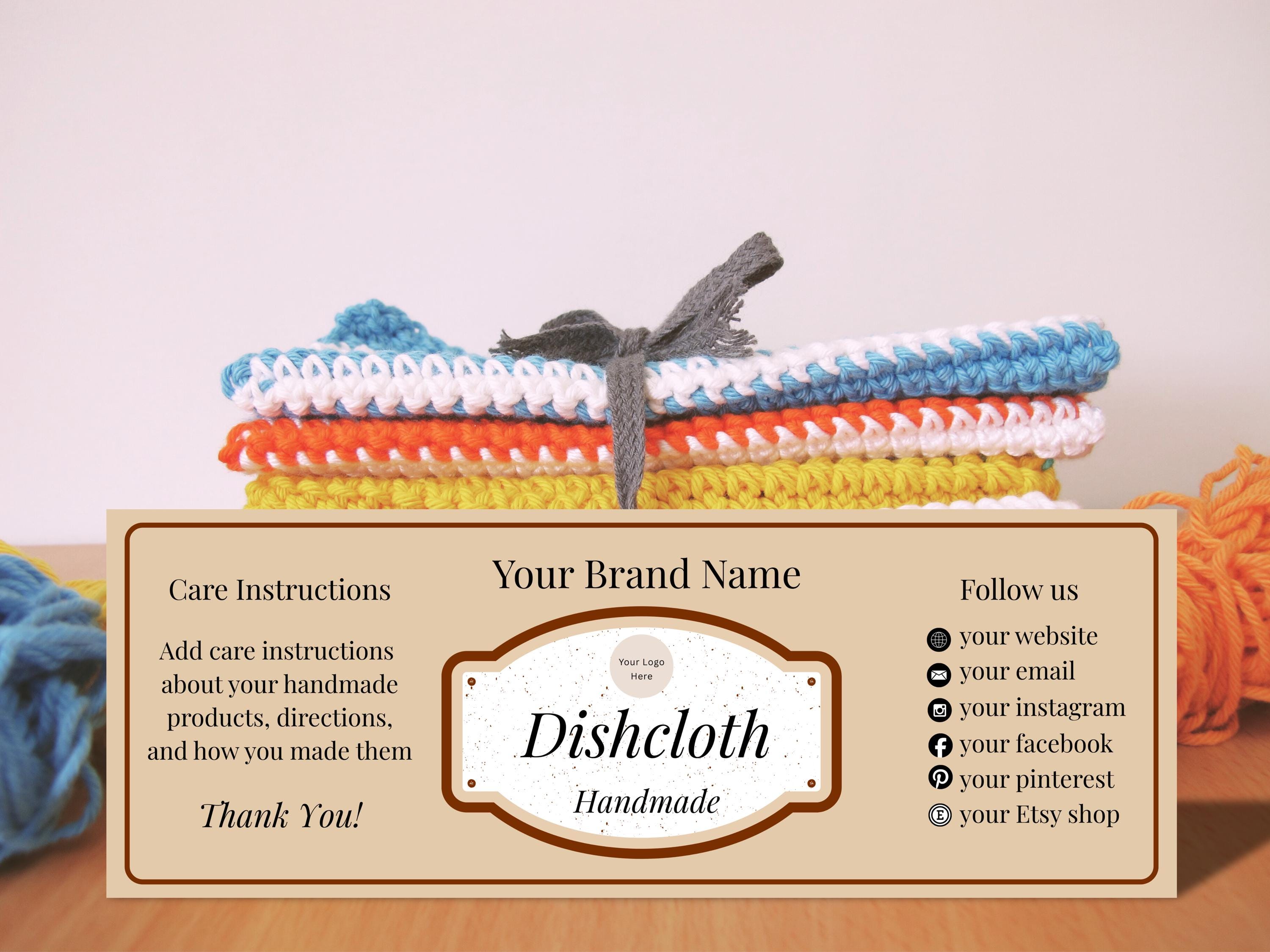 Editable Dishcloth Label Canva Template | Handmade Dishcloth Wrapper ...
