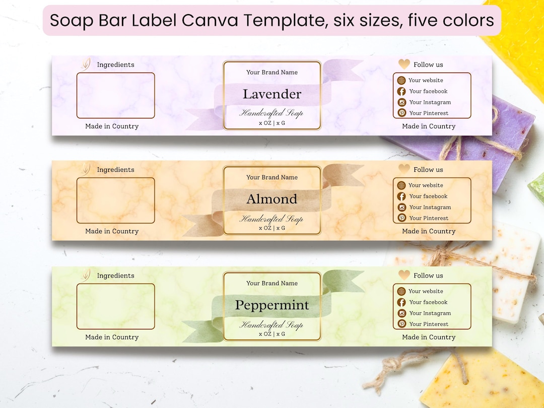 Editable Soap Label Template | Wrap-around Soap Bar Marble Label Design ...