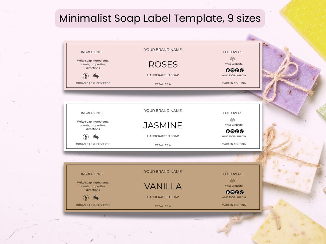 Editable Soap Label Canva Template | Minimalist Soap Bar Wrapper, Belly ...