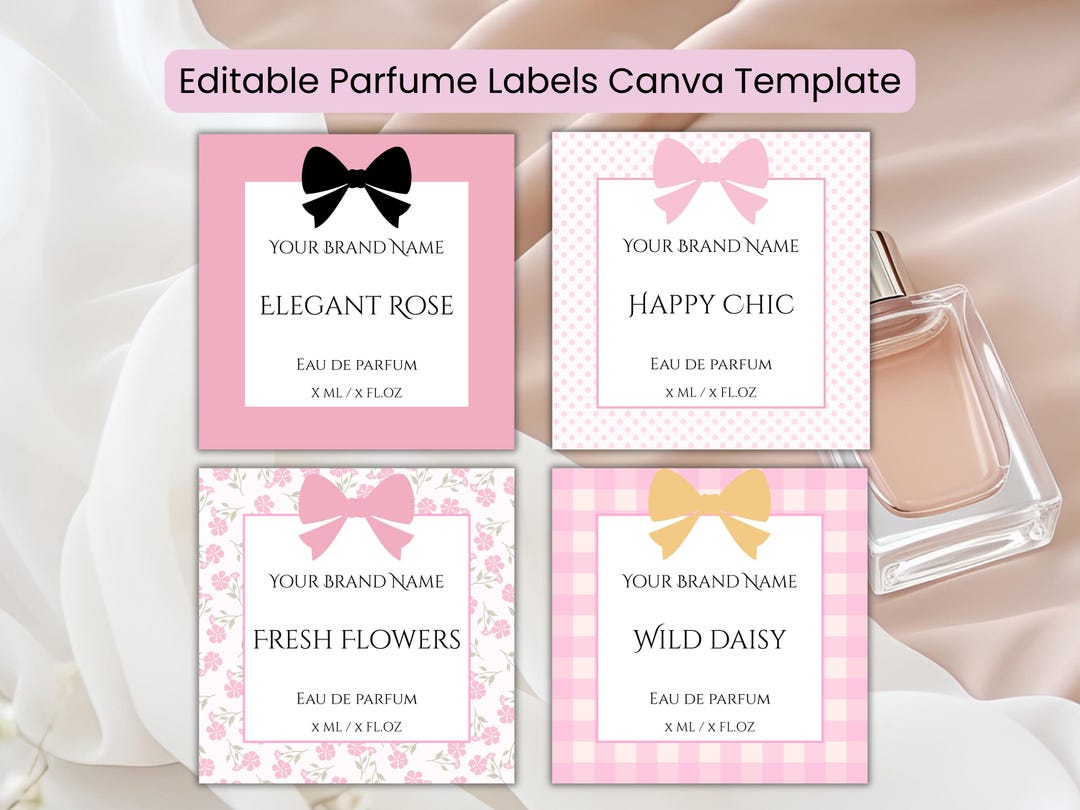Editable Perfume Label Template Canva| Coquette Perfume Label Template ...