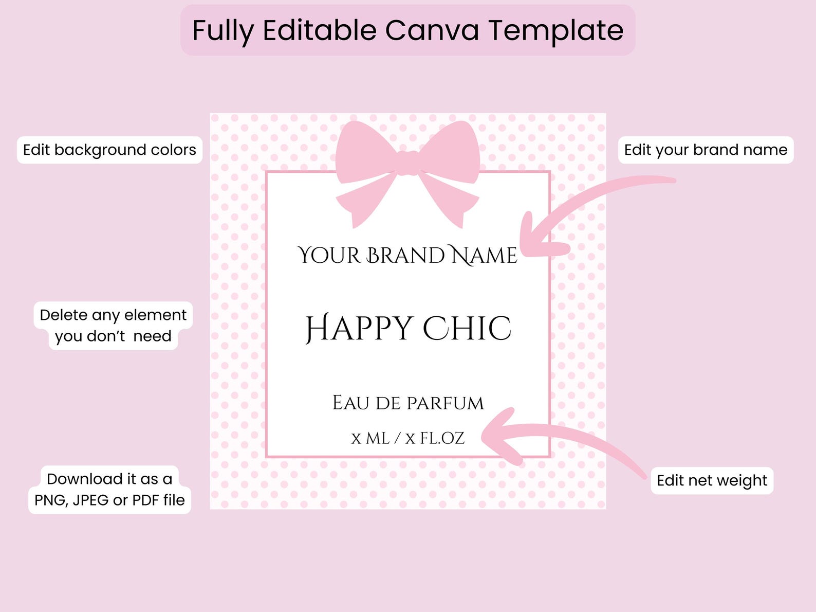 Editable Perfume Label Template Canva| Coquette Perfume Label Template ...
