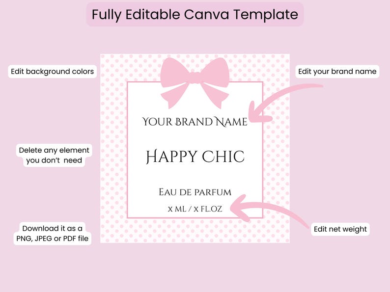 Editable Perfume Label Template Canva| Coquette Perfume Label Template ...