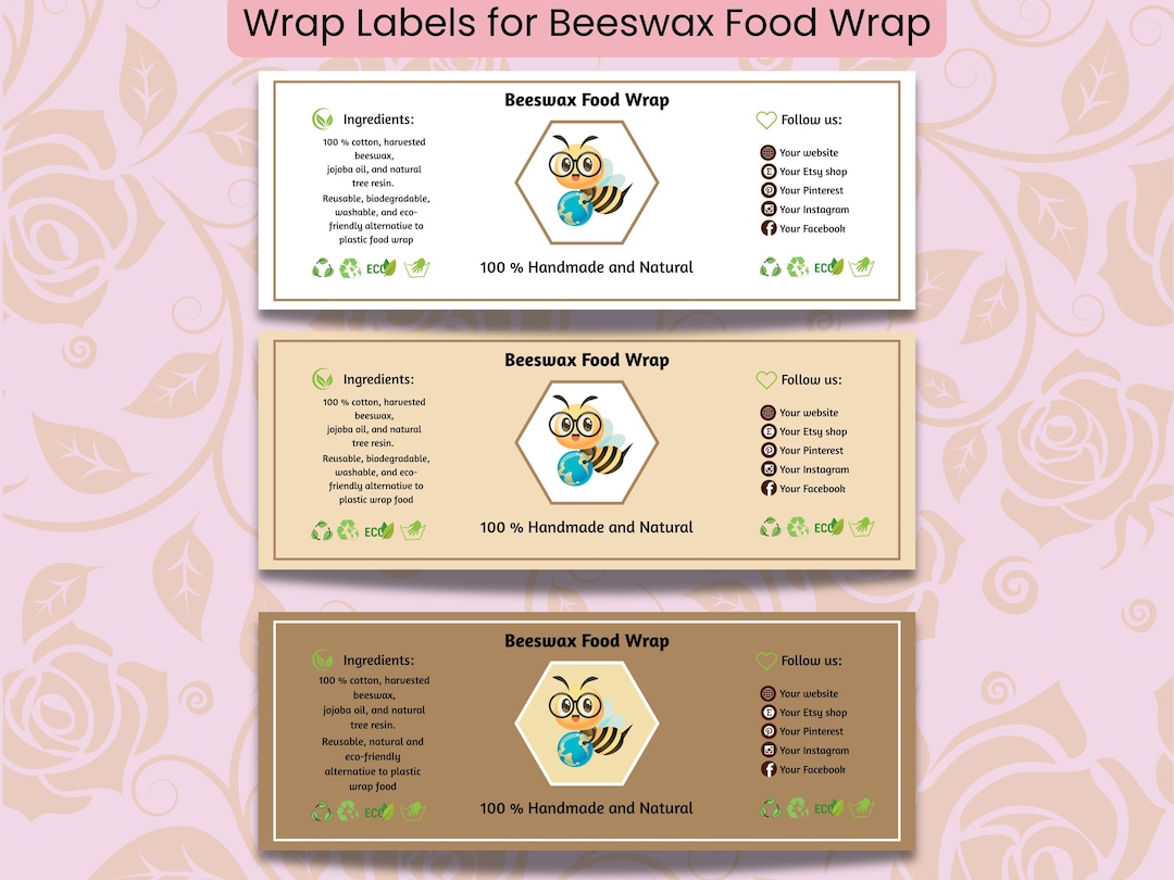 Editable Beeswax Food Wrap Label Template Canva | Eco Friendly Reusable ...