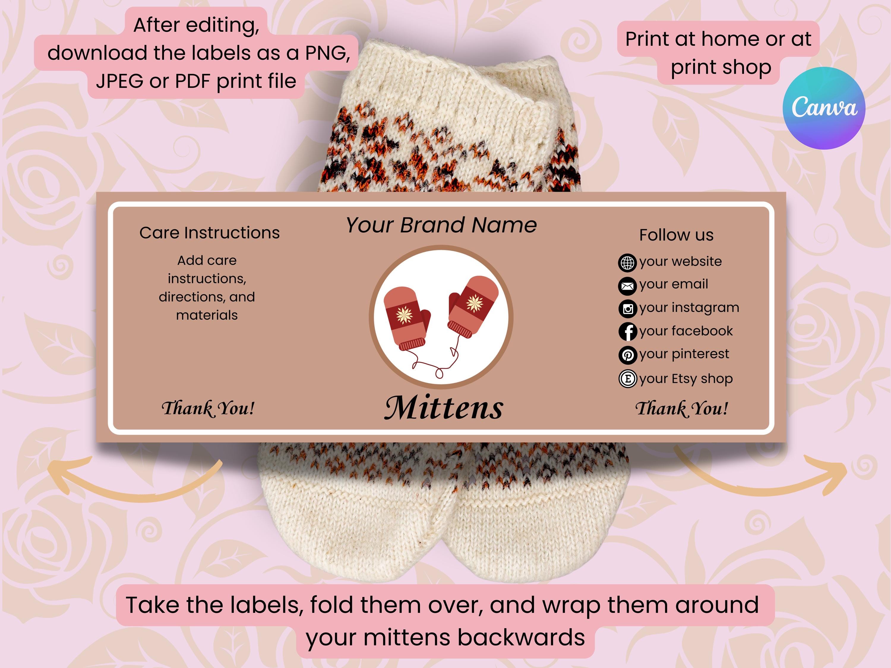 Editable Mittens Label Canva Template | Wrap-around Fingerless Gloves ...