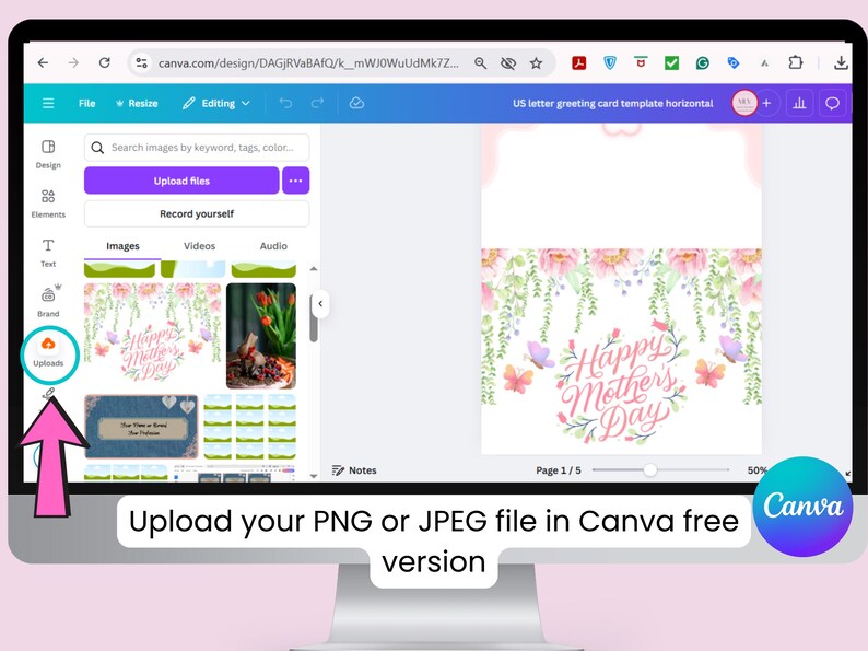 Editable Printable Sheet Greeting Card Canva Template | DIY Printable ...
