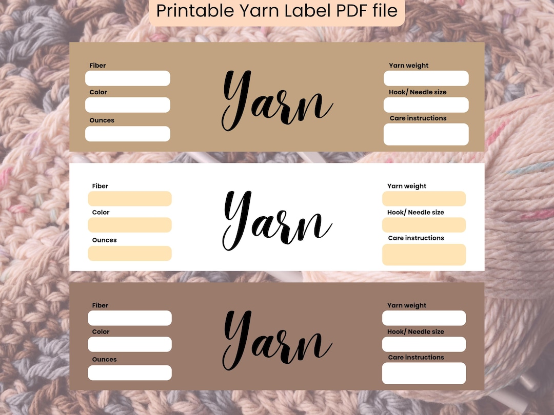 Printable Yarn Wrap Label PDF| Skein Label Ready to Print | Handmade ...