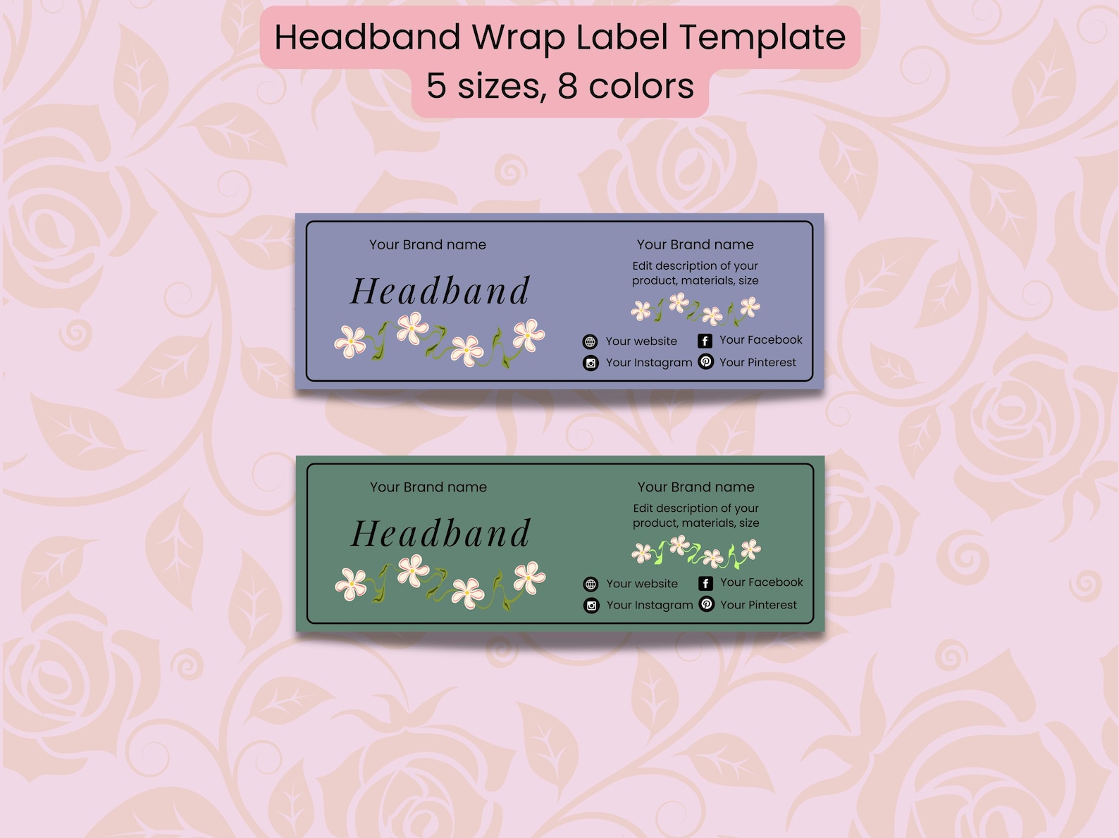 Editable Headband Wrap Label Canva Template |DIY Hairband Wrapper ...