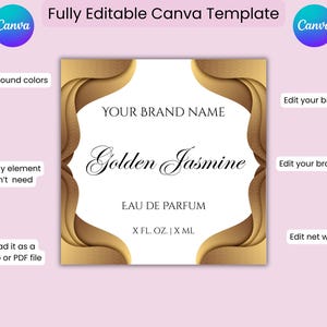 Editable Perfume Label Canva Template | Custom Perfume Bottle Label ...