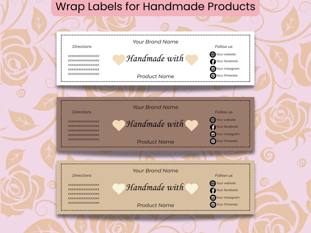 Editable Wrap Label Canva Template Kitchen Cloth Wrap Printable Product ...