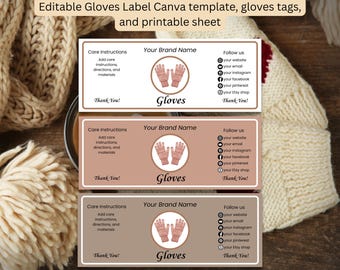 Editable Gloves Label Canva Template | DIY Gloves Wrapper | Wrap-around ...