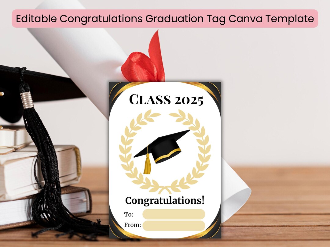 Editable Graduation Tag Canva Template | Graduation Gift Tag | Class of ...