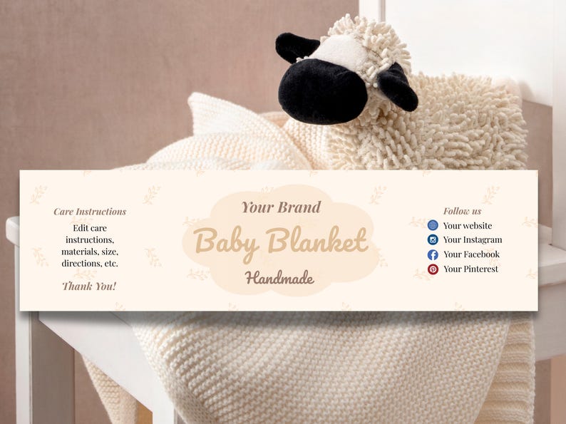 Editable Baby Blanket Label Canva Template | Baby Blanket Belly Band ...