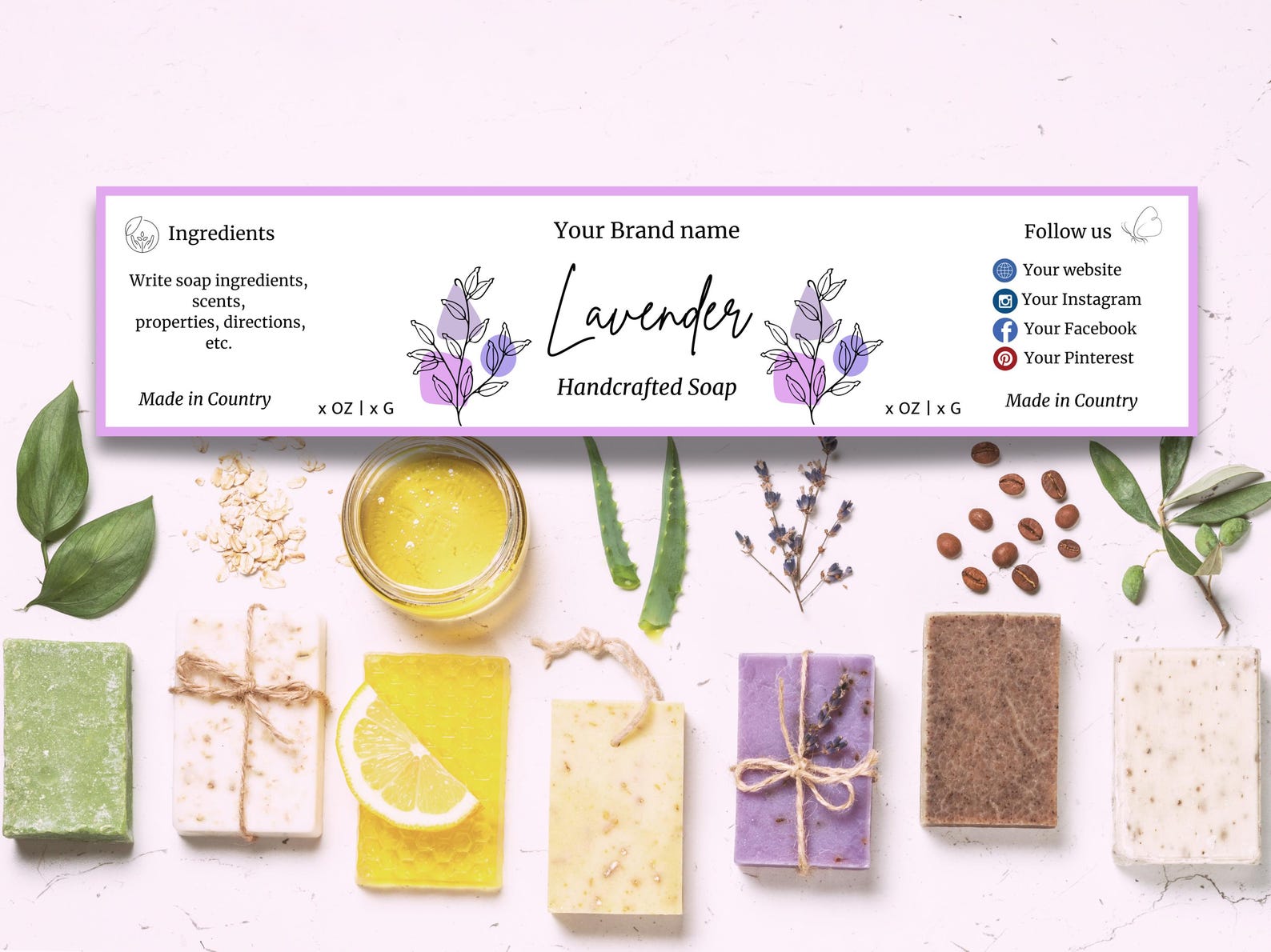 Soap Label Canva Template | Editable Soap Bar Wrap Label | Soap ...