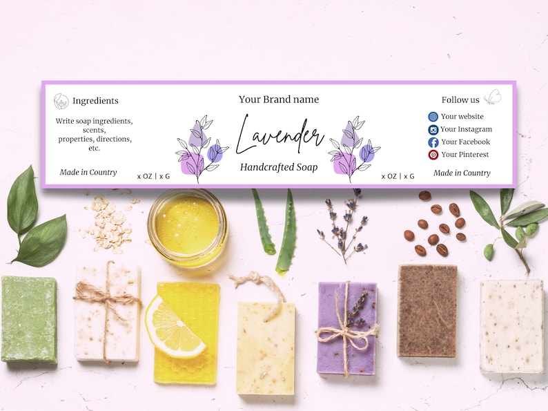 Soap Label Canva Template | Editable Soap Bar Wrap Label | Soap ...