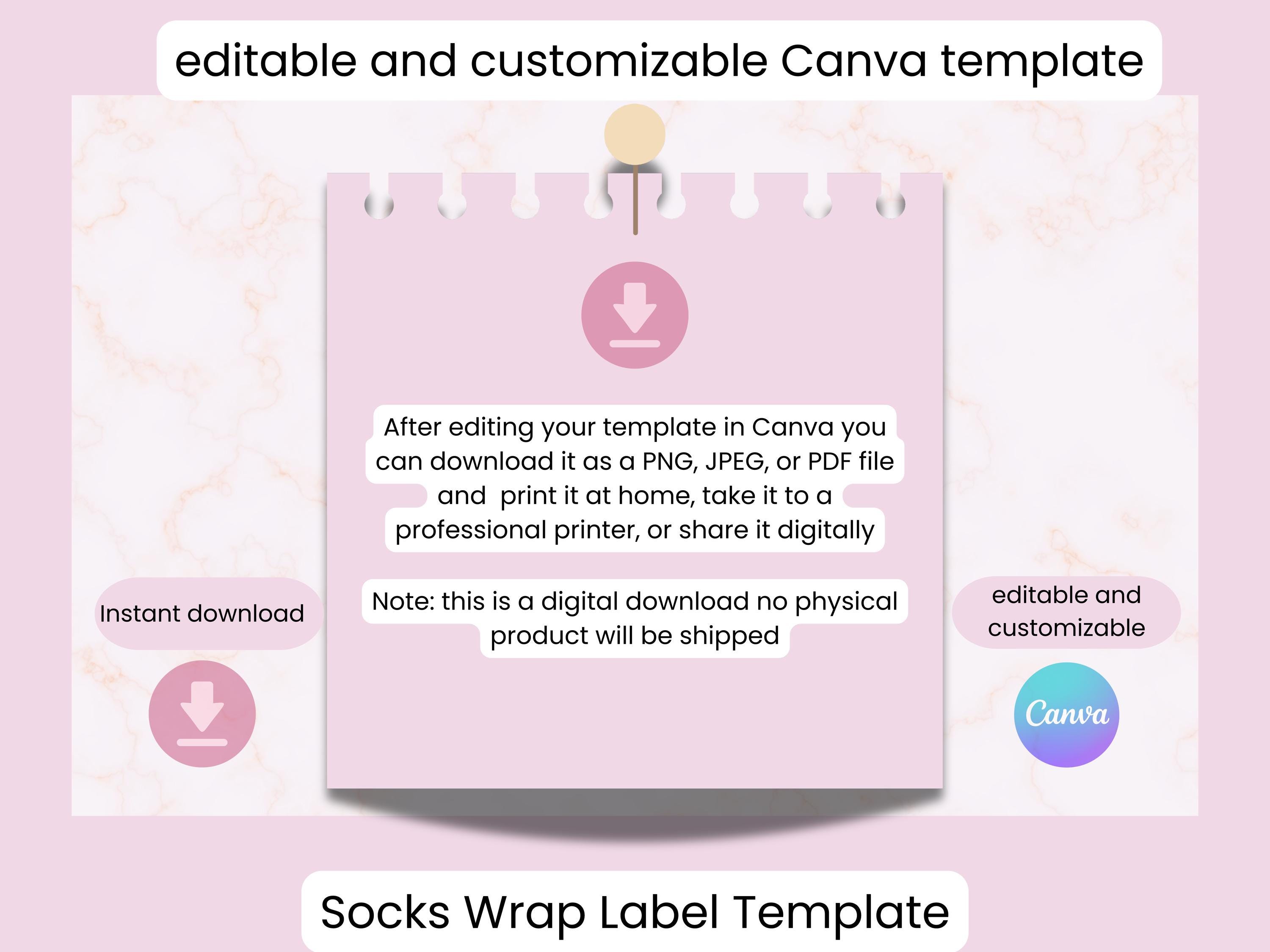 Editable Socks Label Canva Template|custom Sock Bands| Packaging for ...