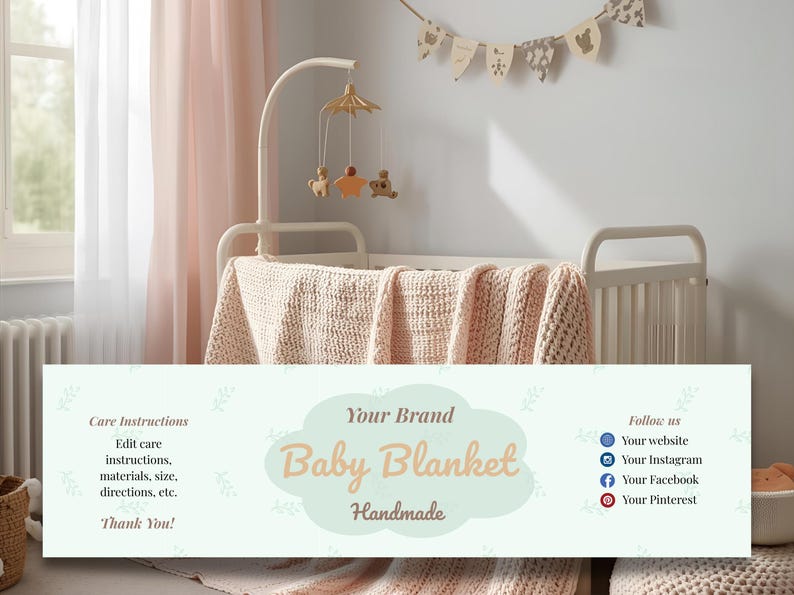 Editable Baby Blanket Label Canva Template | Baby Blanket Belly Band ...