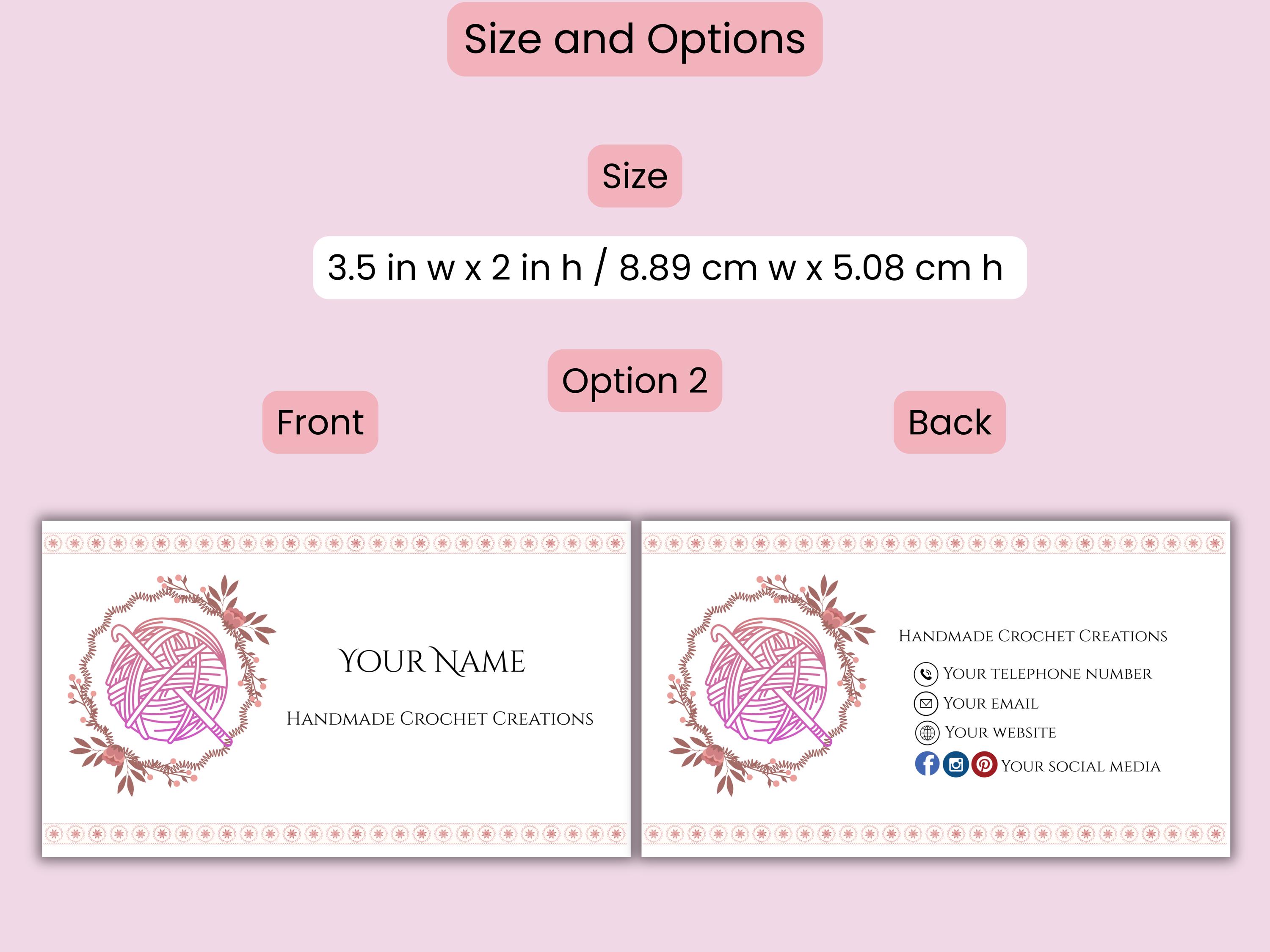 Editable Crochet Business Card Canva Template | Crocheter Business Card ...