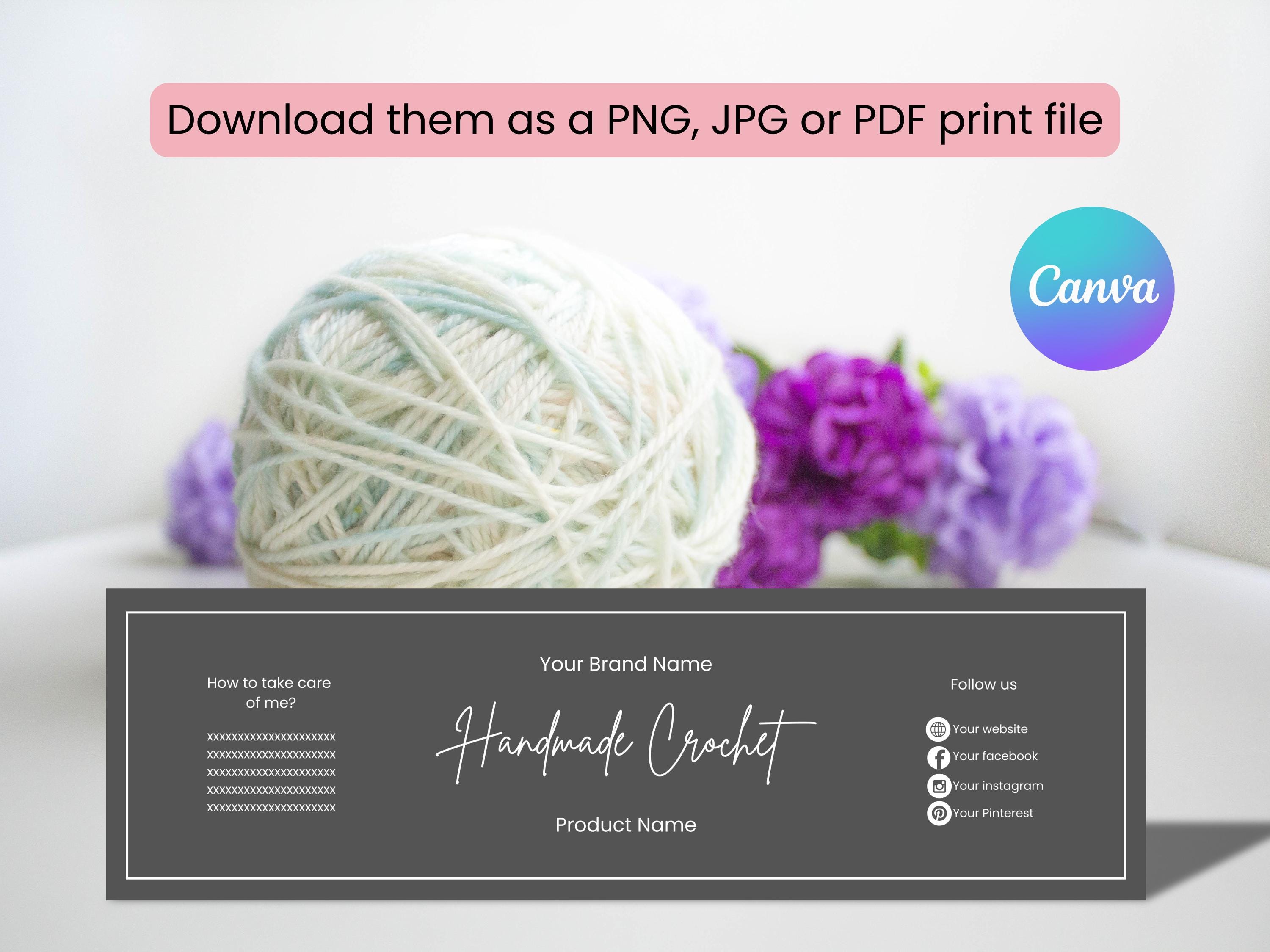 Editable Crochet Wrap Labels Canva Template | Handmade Crochet Label ...